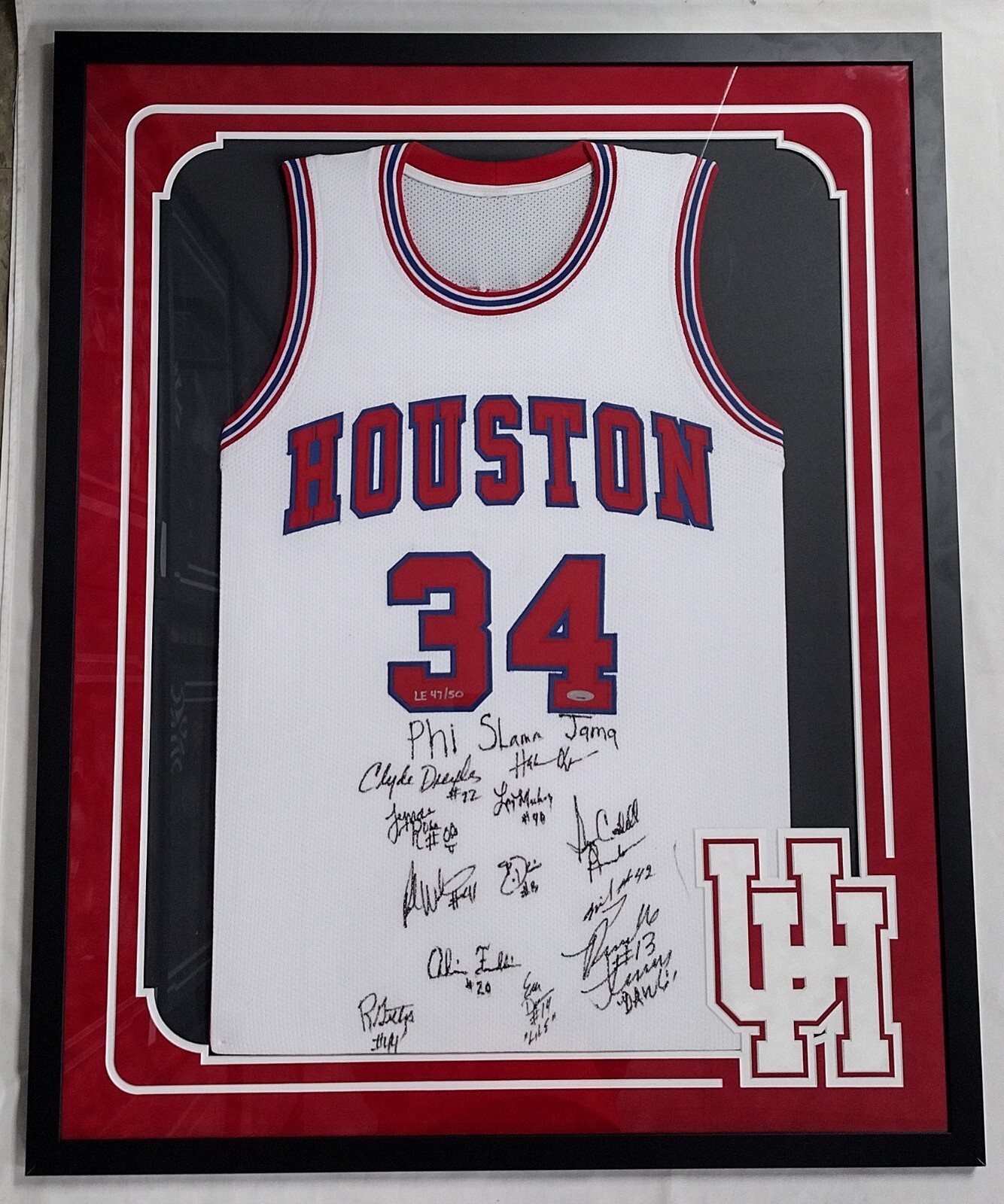 Phi Slama Jama Signed Autographed Framed Jersey TriStar Authen Olajuwon ...