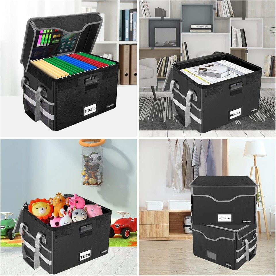 DocSafe Fireproof Document Box with Lock File Storage Organizer Mesh Pockets | eBay