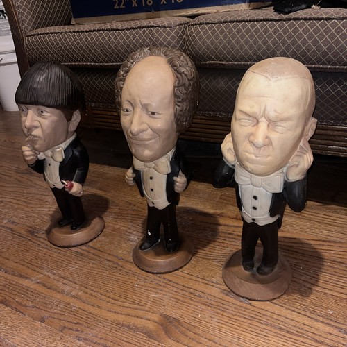 Three Stooges Esco Chalkware Statue Set Moe Larry Curly 18” Tall | eBay