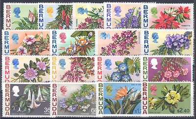 Bermuda Scott #255-271 Flower Issue of 1970 Mint Never Hinged Original ...