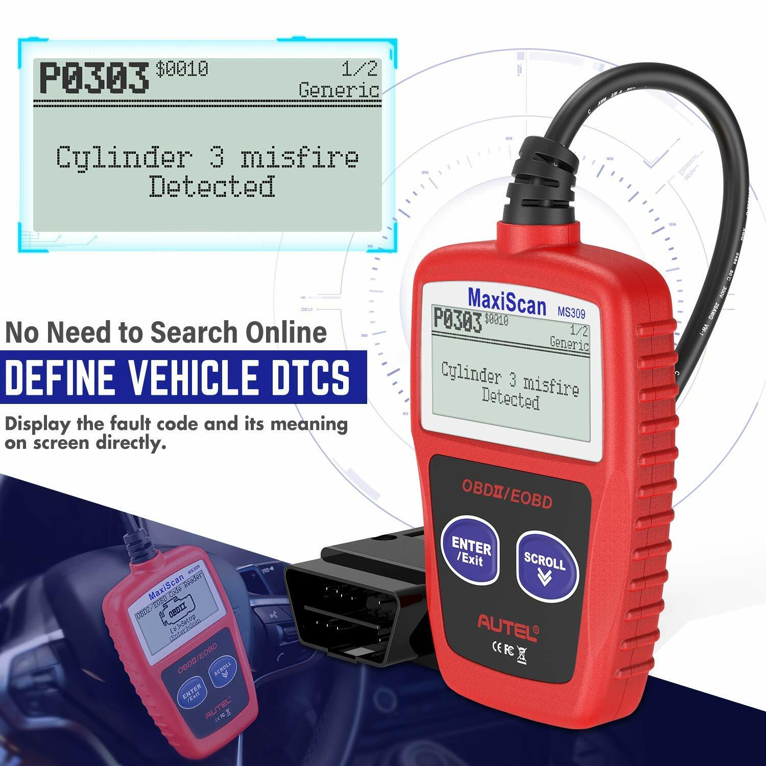 Autel MaxiScan MS309 OBD2 Fault Code Reader Scanner OBDII Auto ...