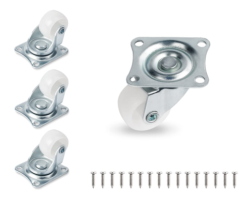 1" Low Profile Caster Wheels Set of 4, No Noise Casters for Furniture ...