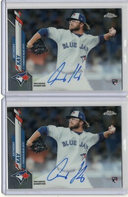 2020 TOPPS CHROME BASEBALL ANTHONY KAY RC AUTOGRAPH LOT OF (2) BLUE ...
