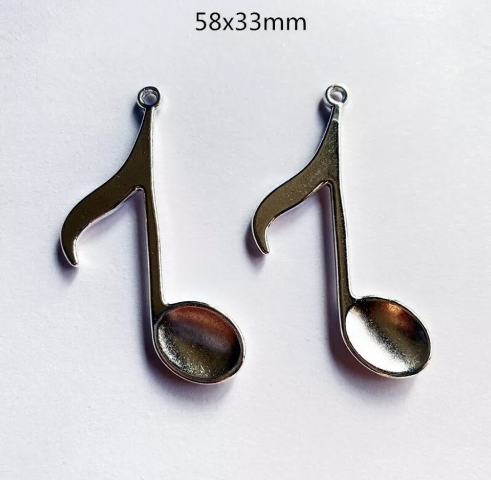 2 pcs Large Musical Note Charms Antique Silver Tone Pendants Set Gift ...