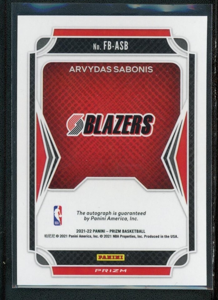 2021-22 ARVYDAS SABONIS AUTO PANINI PRIZM FAST BREAK DISCO AUTOGRAPHS ...