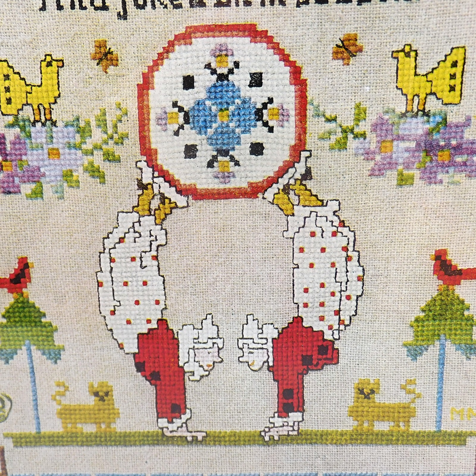 Vintage Sampler Print of Needlework Clowns by Turner Wall Accessary Mid ...