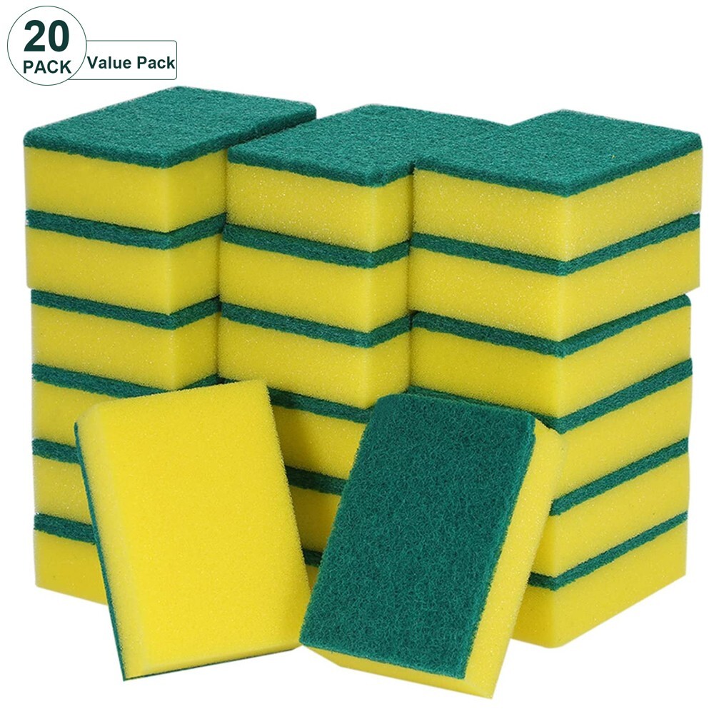 20x Multi-Purpose Double-Faced Cleaning Scrub Sponge for Kitchen Garage ...