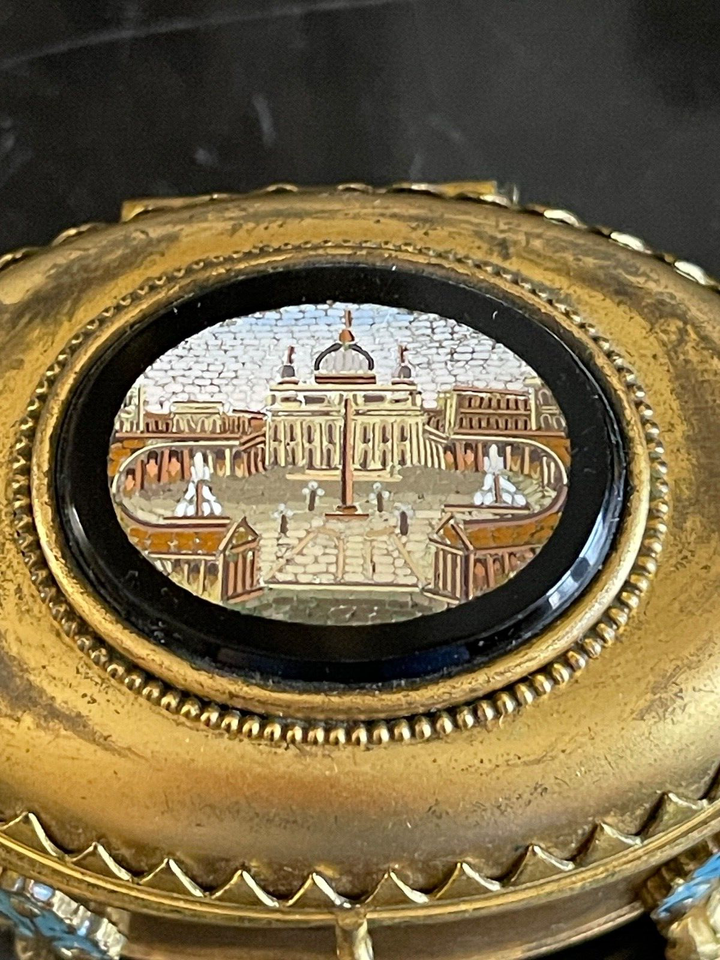 Antique Micromosaic Enameled Footed Box of St Peter's Basilica Vatican ...