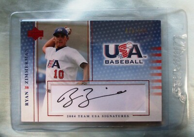 RYAN ZIMMERMAN 2004 TEAM USA BLUE AUTOGRAPH # 473 OF 595 UD BLUE AUTO ...