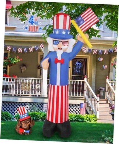 4th of July Patriotic Inflatable Decoration 7FT Lighted Blow Up Uncle ...