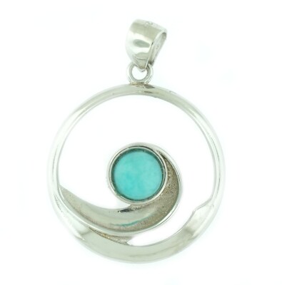 Solid 925 Sterling Silver Natural Amazonite Gemstone Women's Ocean Wave ...