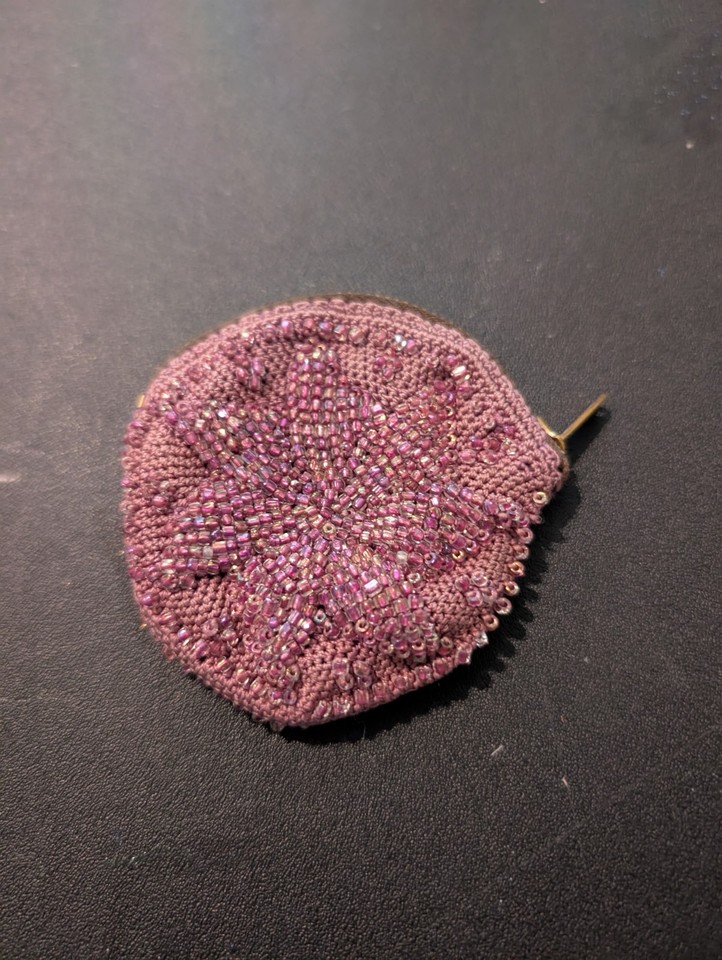 Vintage 1930's small hand beaded Coin Purse zipper 2.5"x 2.5" pink | eBay