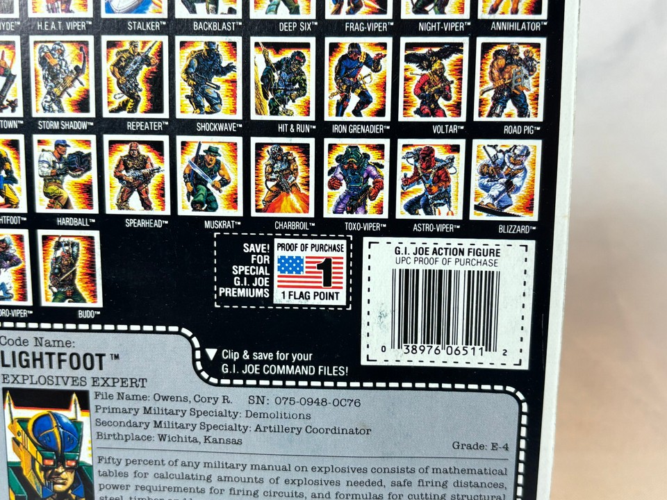 1988 GI Joe LIGHTFOOT Poseable Action Figure Hasbro Toys Factory Sealed ...
