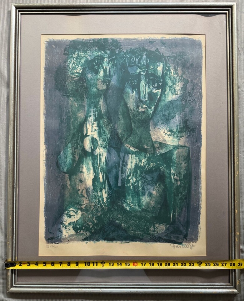 Vintage Screen Print Man Woman Figural Mid Century Modern Art Signed ...