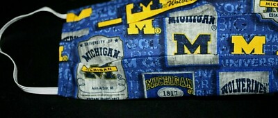 Michigan Wolverines Face Mask Adult Size Handmade Filter Pocket Two ...
