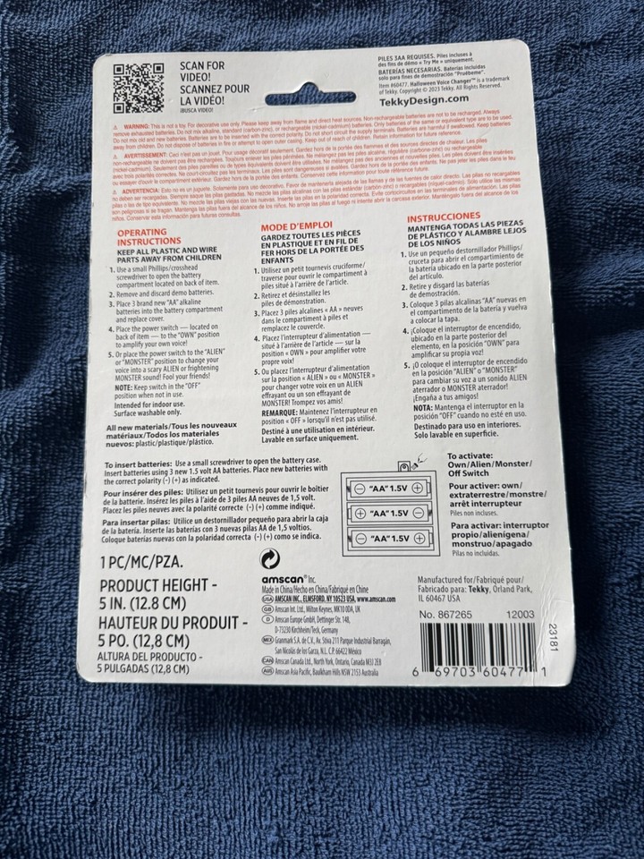 Amscan Inc Voice Changer Halloween Amplify or Change 3 Effects Scary ...