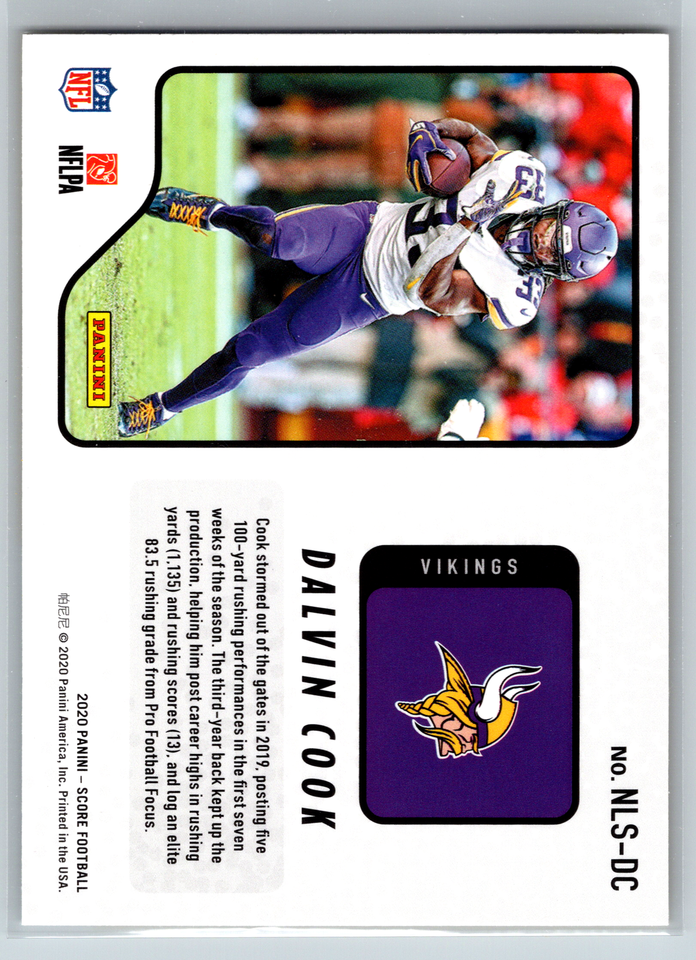 Dalvin Cook 2020 Score Next Level Stats Gold #NLS-DC Minnesota Vikings ...
