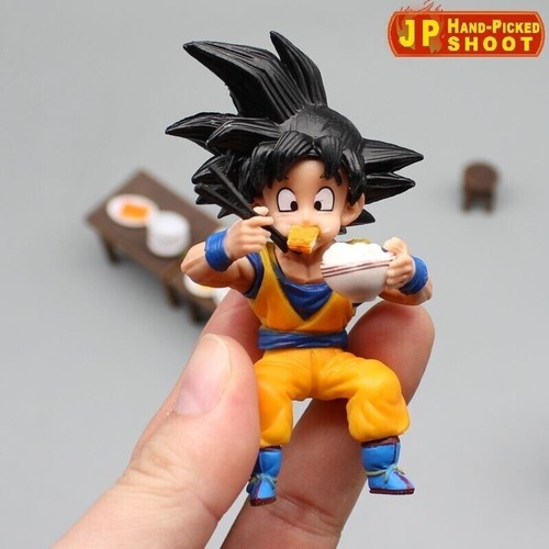 2PCS Anime DragoBall Cute Son Goku & Vegeta Eat Meal Gobble 8cm Figure ...