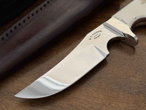 A.C. Warren Custom Fixed Blade Knife Hunter Nice Puma Scrimshaw By ...