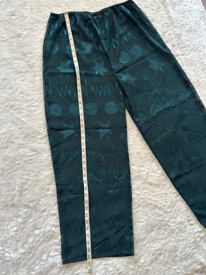 VTG Gold Label Victorias Secret Hunter Green Sheer PJ Pajama Lounge Set ...