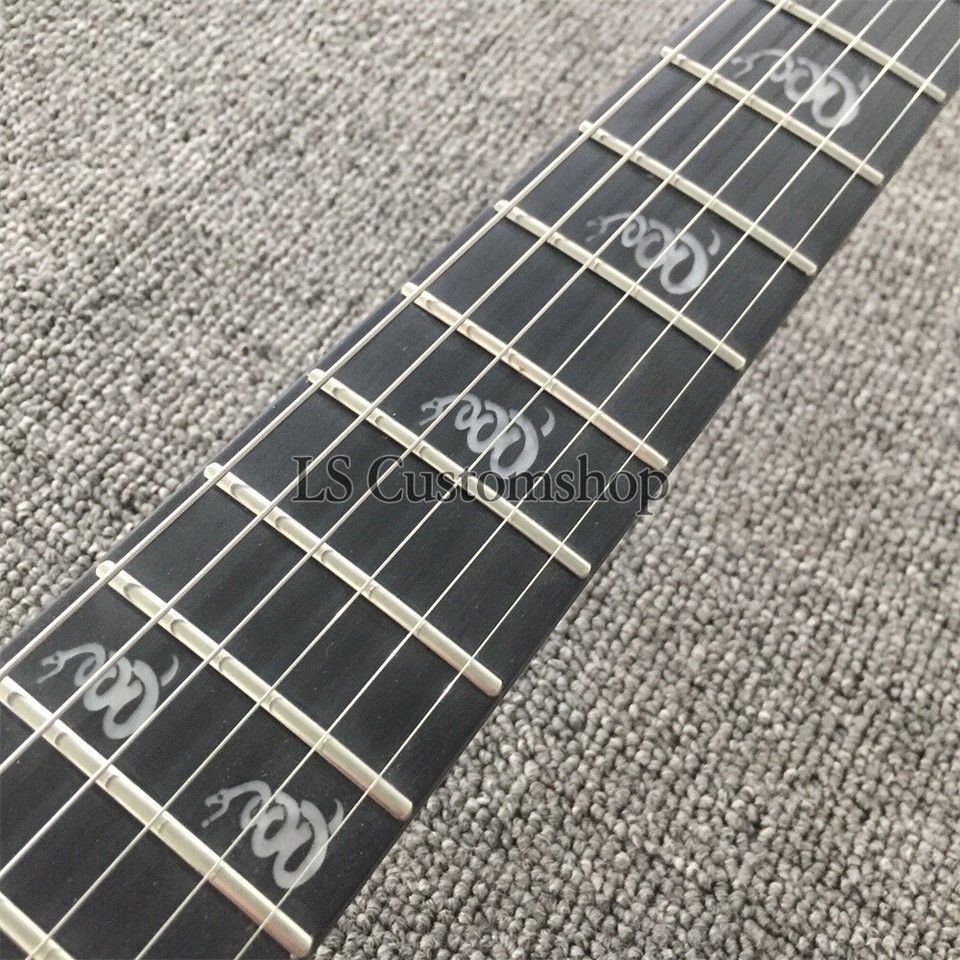 Snake Inlay Metallica Electric Guitar James Hetfield Snow White Rounded ...