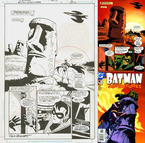Batman Adventures #4 Splash Page Rick Burchett Original Art Moai / Ra's ...