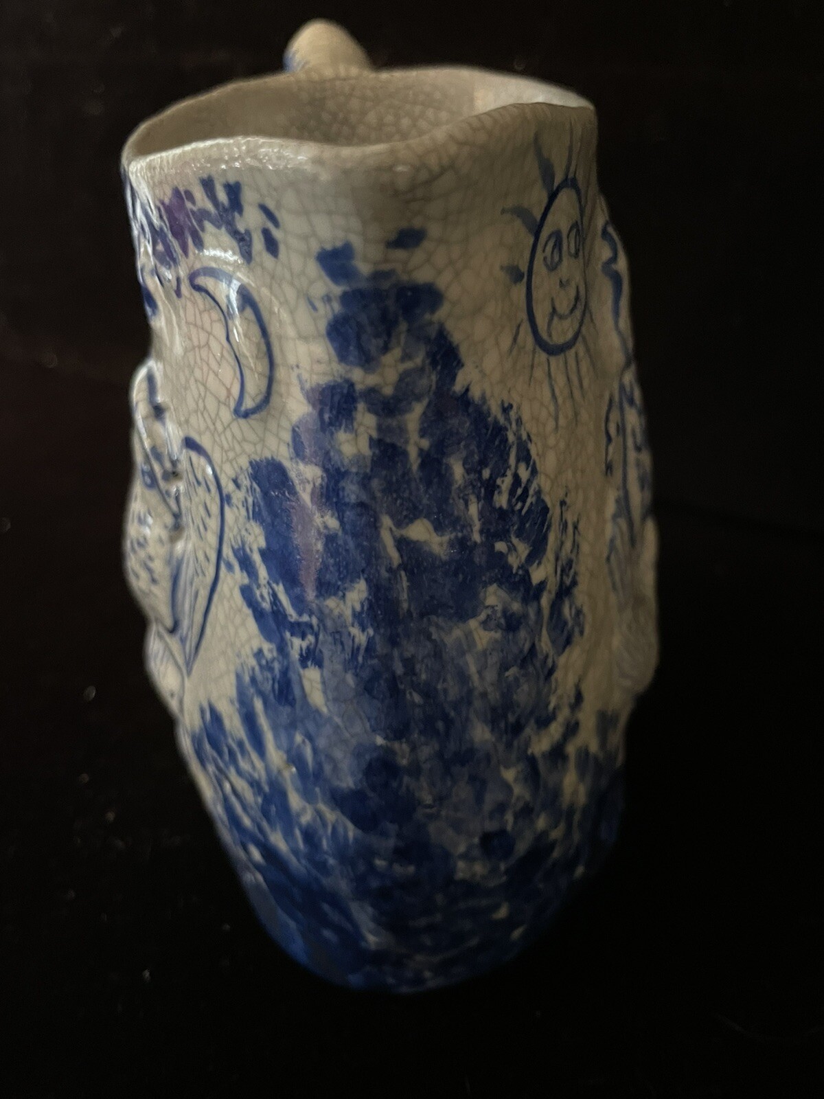 Dedham Pottery Antique Blue Rooster White Owl Day &Night Pitcher Mint ...