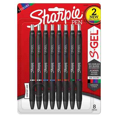 Sharpie S-Gel, Gel Pens, Medium Point (0.7mm), Assorted Colors, 8 Count ...