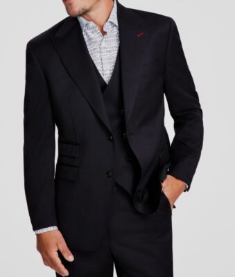 Tayion Collection Men's Black Lined Classic-Fit Solid Suit Jacket Size ...