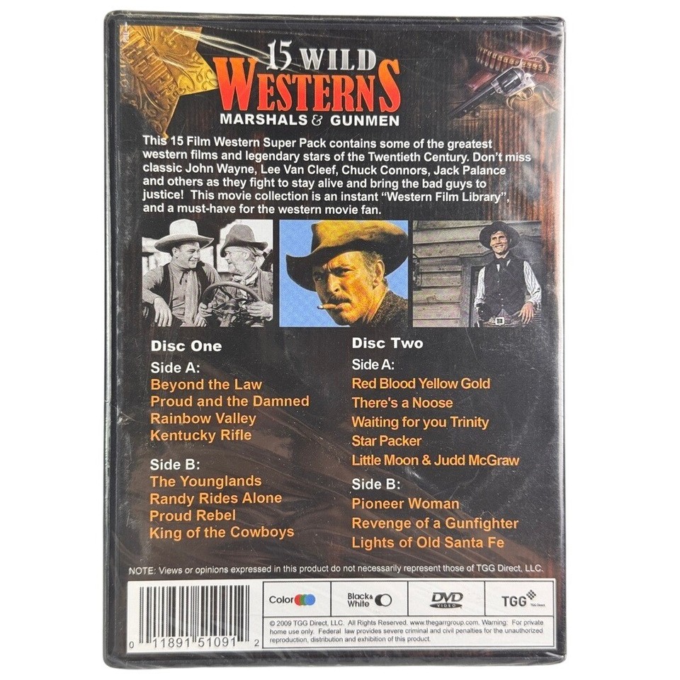 15 Wild Westerns Marshals and Gunmen 2 DVD Movie Collection John Wayne ...