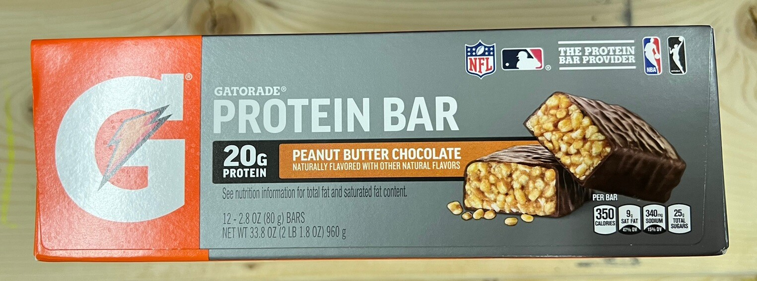 Gatorade Peanut Butter Chocolate Chips 20g Protein Bars Box of 12 EXP 6 ...