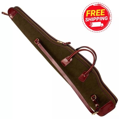 Canvas Leather Rifle Scabbard Gun Case Scoped Rifle Soft Padded Carry ...