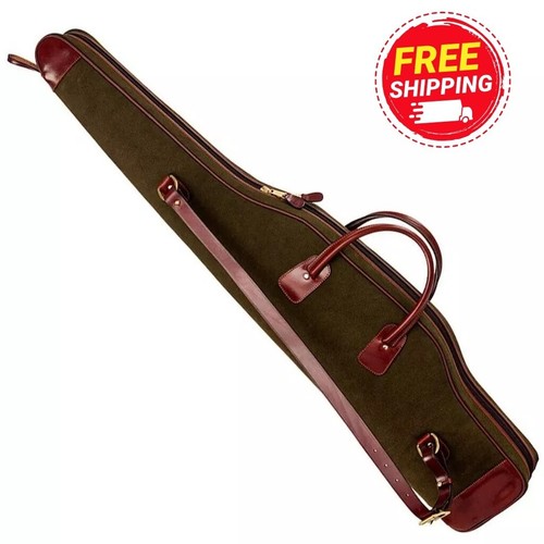 Canvas Leather Rifle Scabbard Gun Case Scoped Rifle Soft Padded Carry ...