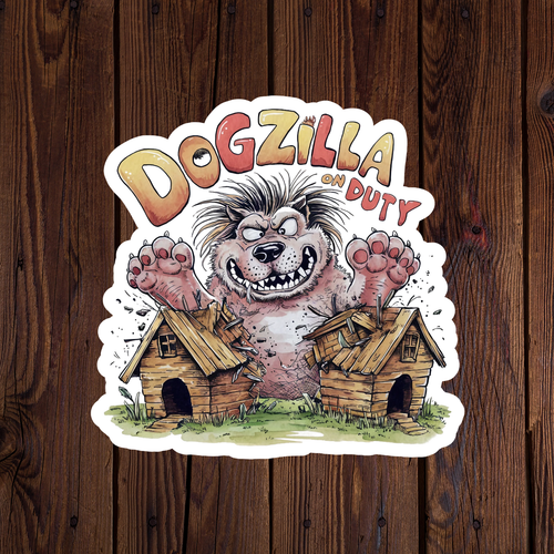 Angry dog sticker vinyl decal sarcastic dogzilla on duty dog mom ...