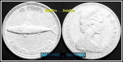 CANADA 1967 CANADIAN DIME FISH QUEEN ELIZABETH RARE KEY DATE 10 CENT ...