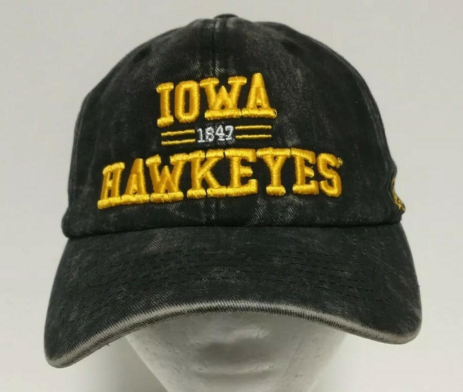 Black Distressed Denim-Look IOWA HAWKEYES 1847 Hat Baseball Cap ...