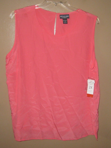 Notations 3121900 Women Orange Coral Sleeveless Polyester Shell Tank ...