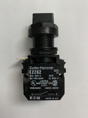 Cutler Hammer 2-POSITION BLACK SELECTOR SWITCH E22B2 | eBay