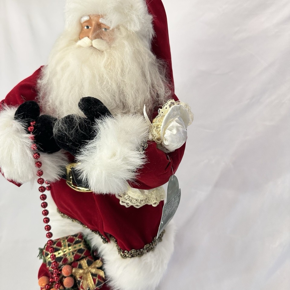 Christmas Santa Claus w/Gift Bag On Wooden Platform- 22 inches Santa’s ...