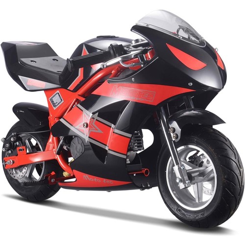 MotoTec Gas Pocket Bike Kids Mini Racing Motorcycle 49cc 2-Stroke Red ...