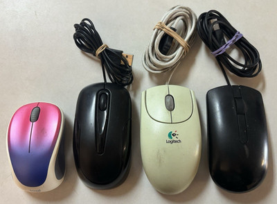 USB Optical Mouse Set (Lot of 4) Dell, Logitech, Onn, & Logi Brand ...