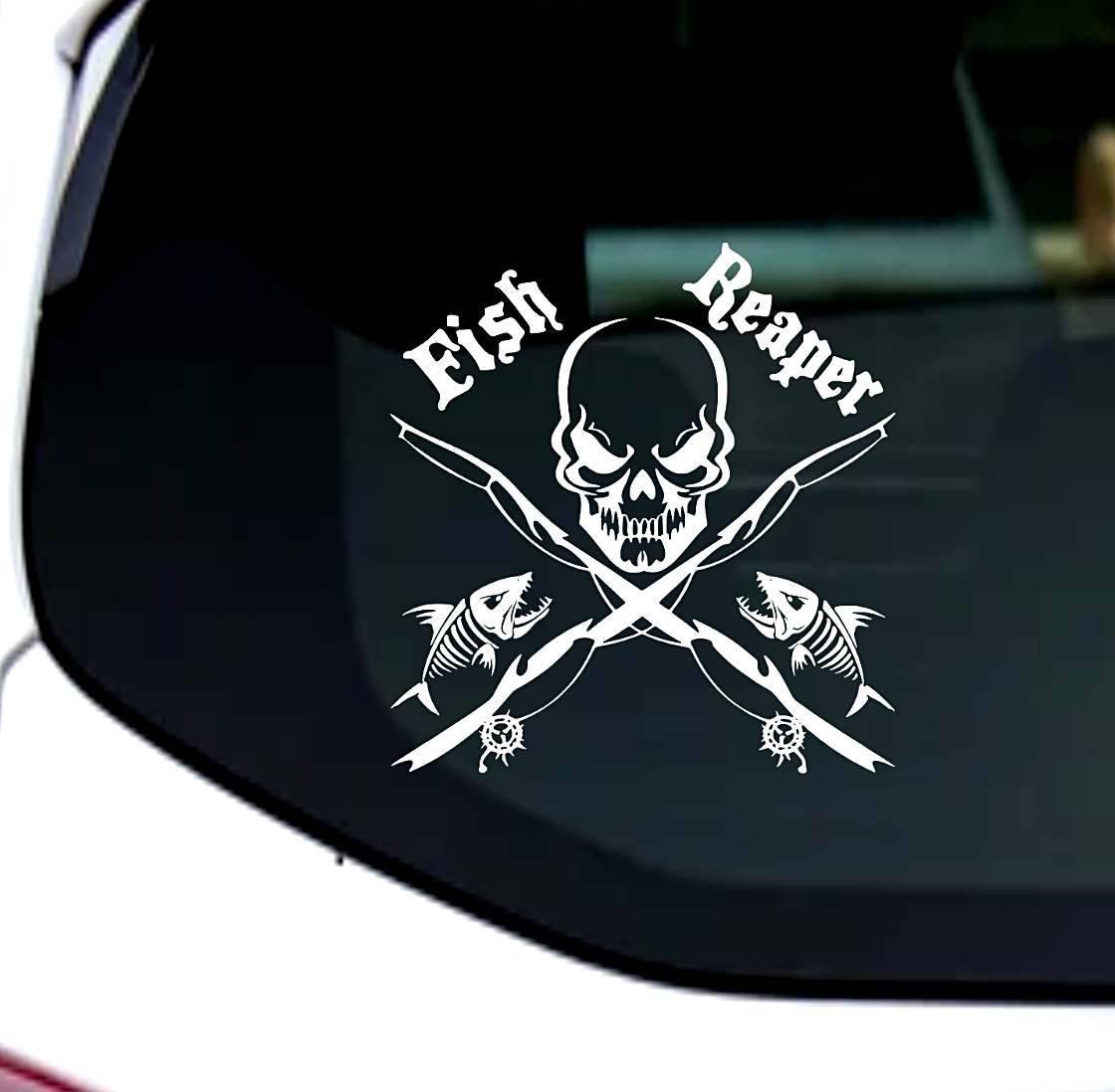 Fish Reaper Skull Fishing Decal Car Tumbler Boat Laptop Stickers 22 ...
