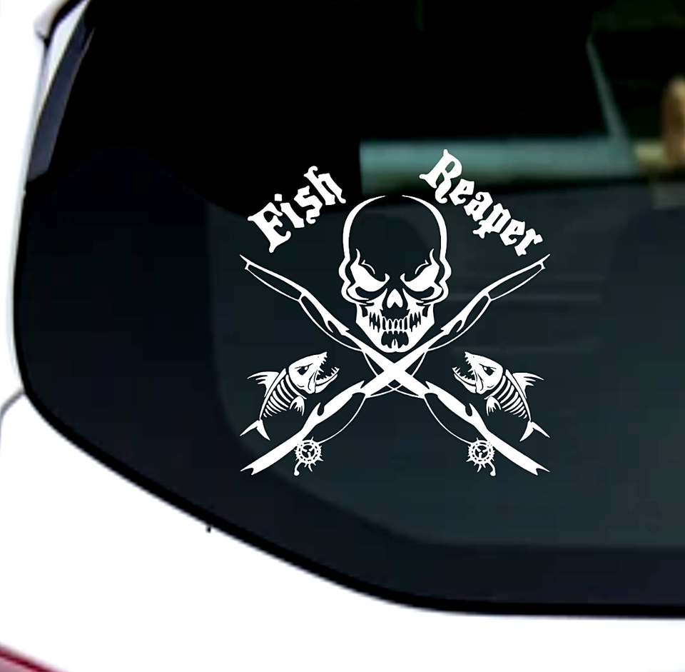 Fish Reaper Skull Fishing Decal Stickers Car Tumbler Boat Laptop | eBay