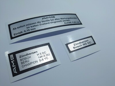 Mercedes AMG Motor Information Spark Plug Sticker Set w107 w116 w126 ...