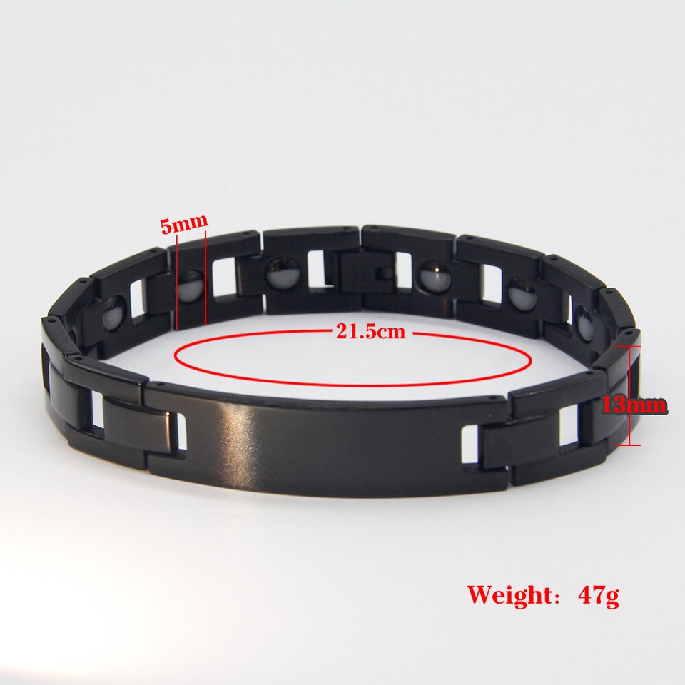 Personalised Engraved Bracelet Titanium Steel Magnetic Wristband for ...