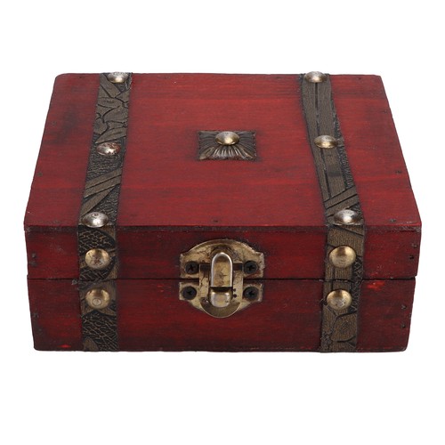 Storage Trunk Retro Wooden Red Storage Chest With Lock For Jewelry ...