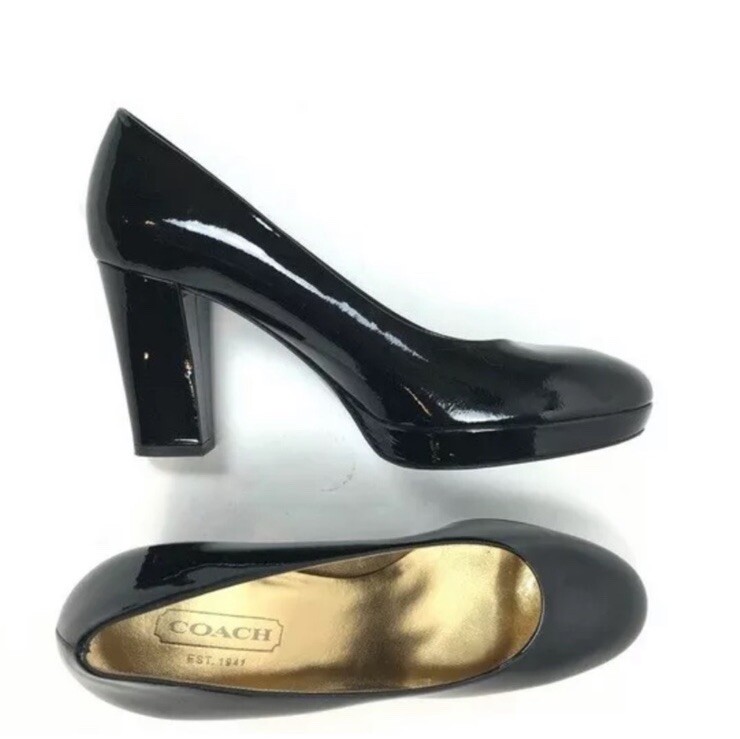 Coach Black Patent Block Classic Vintage Y2K Heels - Gem