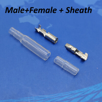 Male Female Bullet Crimp Terminal 3.5mm Wire Connector Sheath Insulated ...