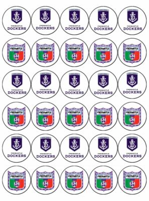 Fremantle Dockers Football Edible Cupcake Toppers Wafer Decorations (2 ...