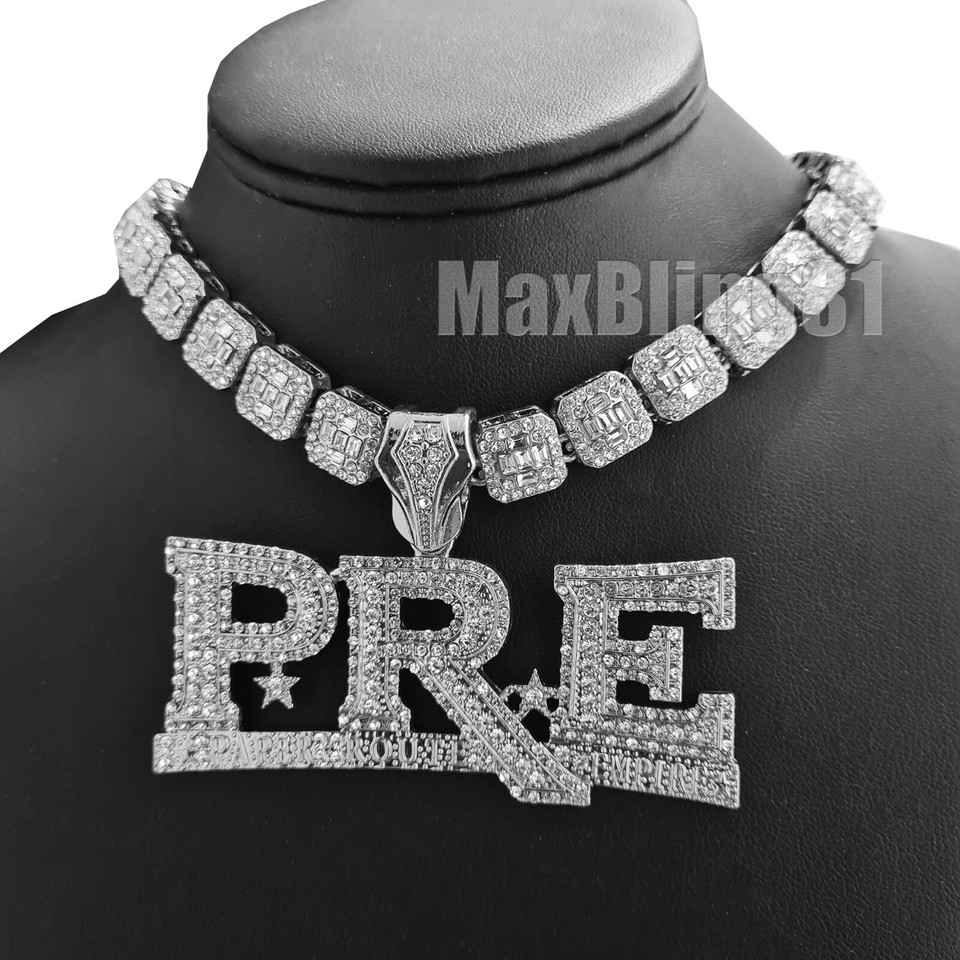 Young Dolph PRE Pendant 16" 18" 20" Iced Baguette Choker Chain Hip Hop ...